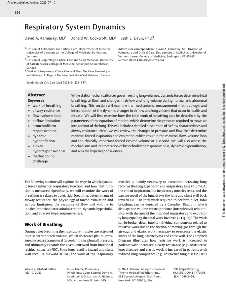 Dynamics of Airway Resistance and Breathing | PDF | Lung | Exhalation