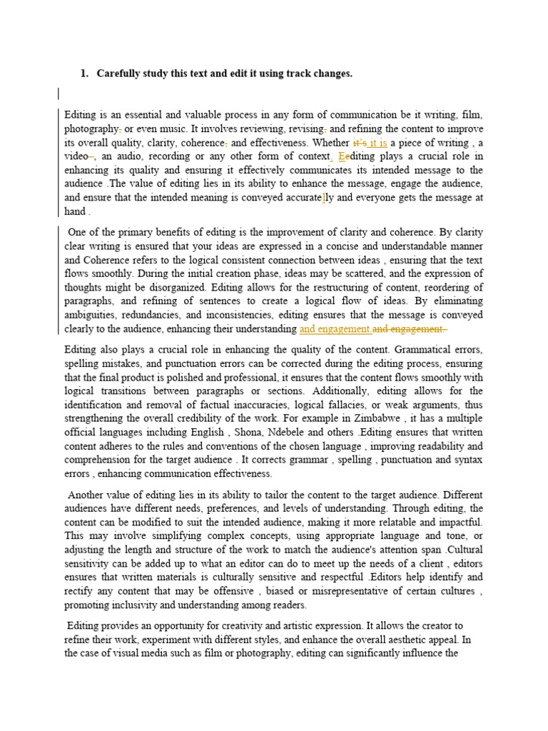 Carefully Study This Text and Edit It Using Track Changes | PDF ...