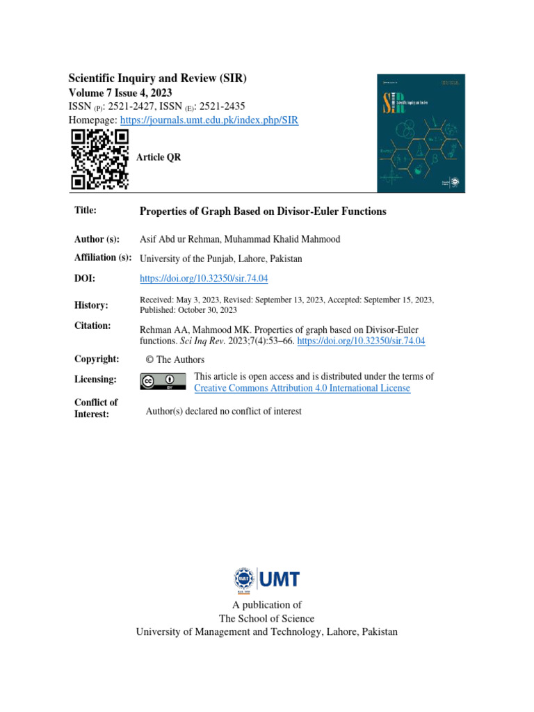 Properties of Graph Based On Divisor-Euler Functions | PDF | Vertex ...