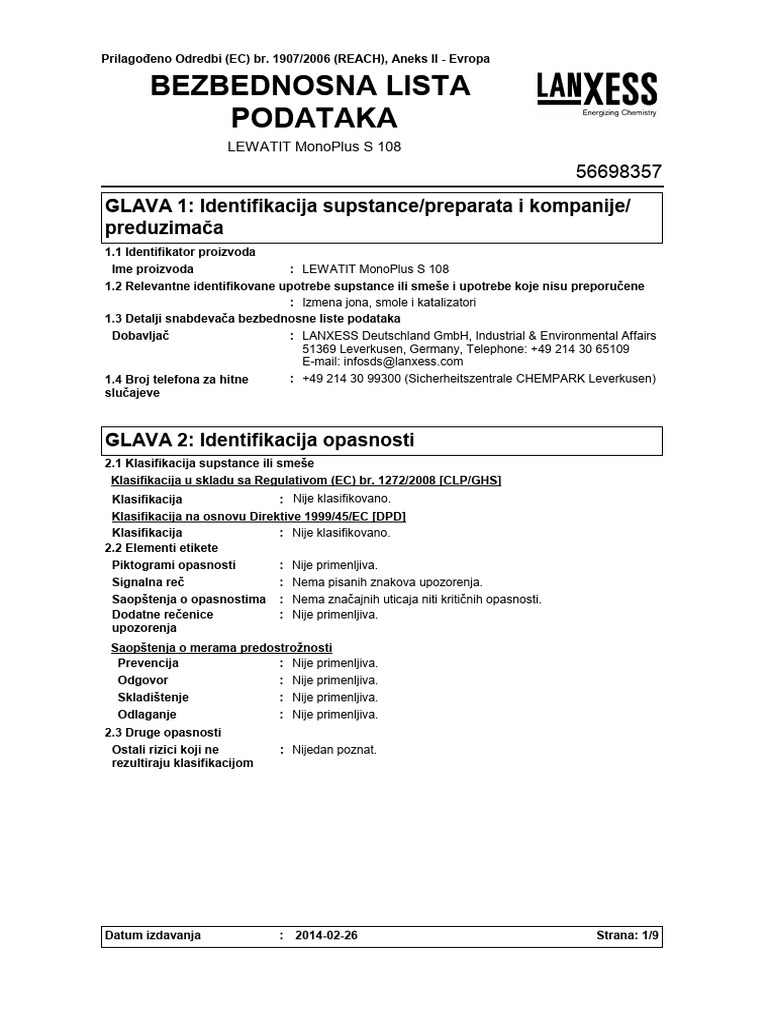 LEWATIT MonoPlus S 108-SRB | PDF