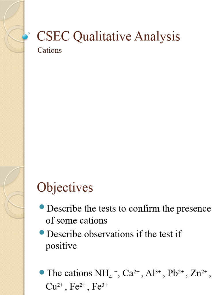 CSEC Qualitative Analysis CATIONS | Download Free PDF | Chemical Substances | Chemistry