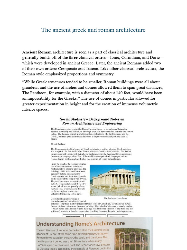 Greek and Roman Architectural Styles | PDF | Column | Ancient Greece