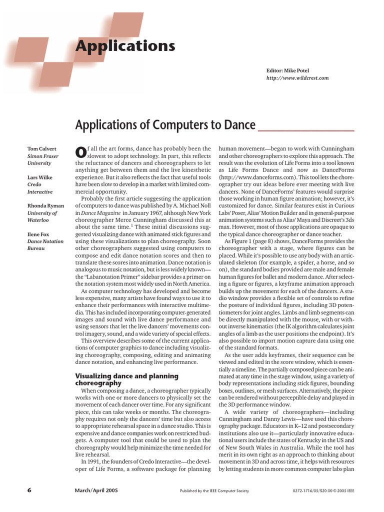 2005-Applications of Computers To Dance | PDF | Foreign Language ...