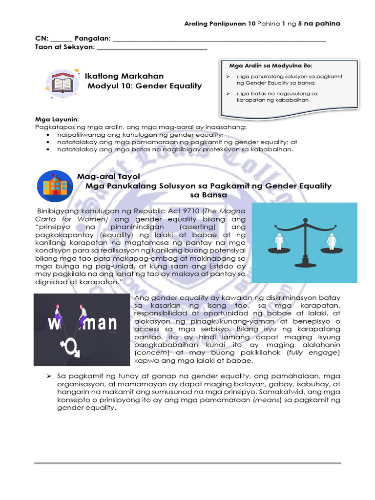 Gender Equality (Genyo) | PDF