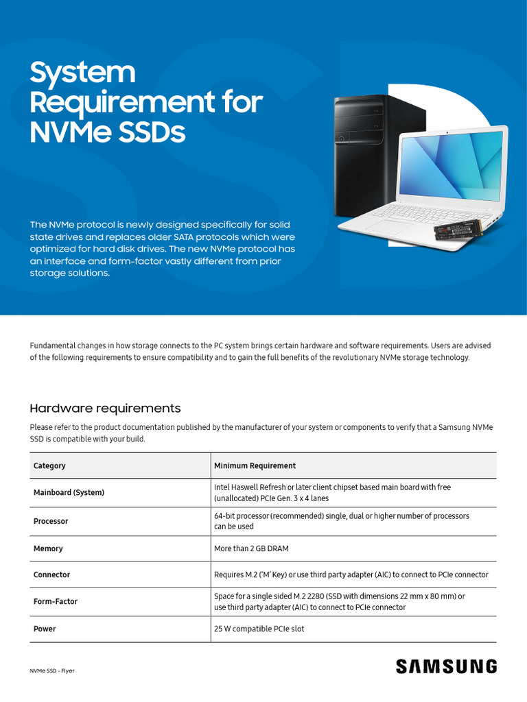 3.system Requirement For NVMe SSDs Flyer Web | PDF | Solid State Drive | Computer Data Storage
