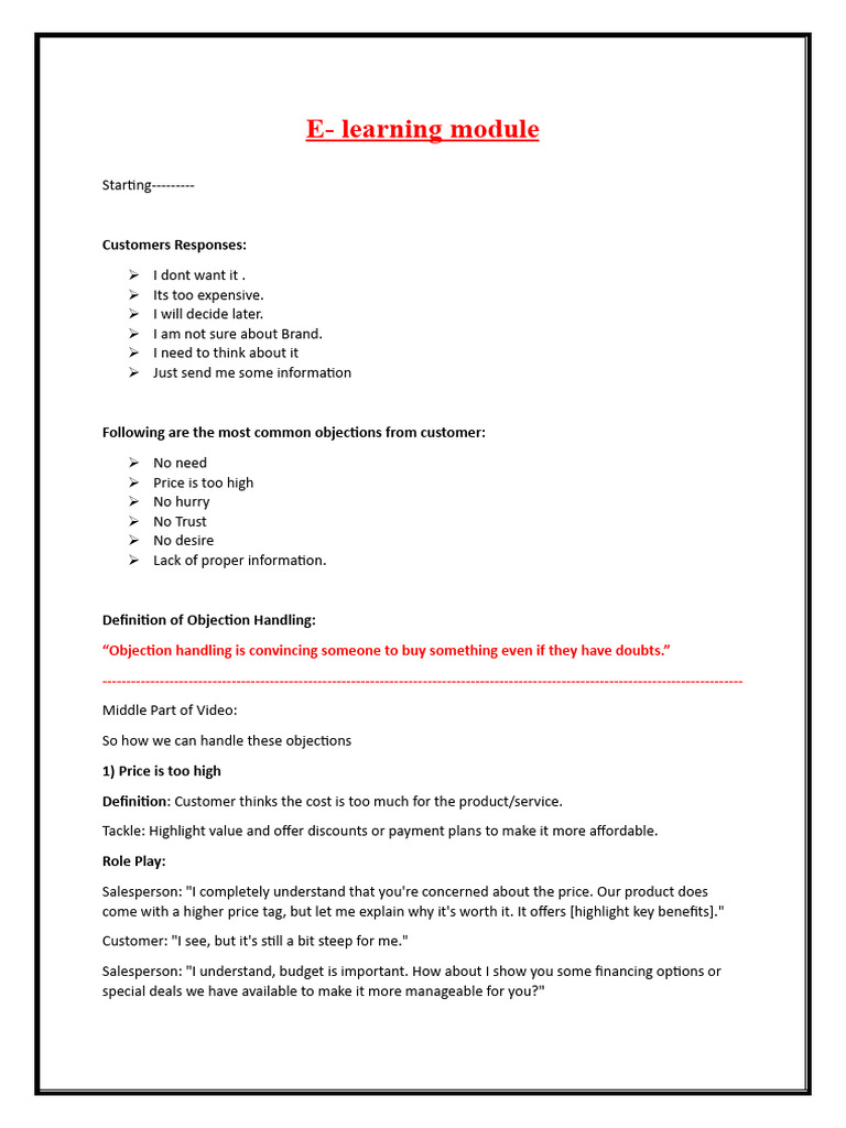 Effective Objection Handling Techniques | PDF | Sales | Prices