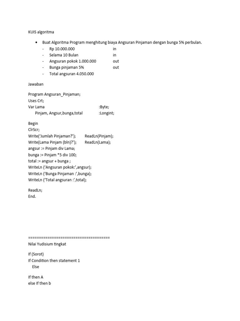 Algoritma dan Program Dasar Pascal | PDF | Teknologi & Rekayasa