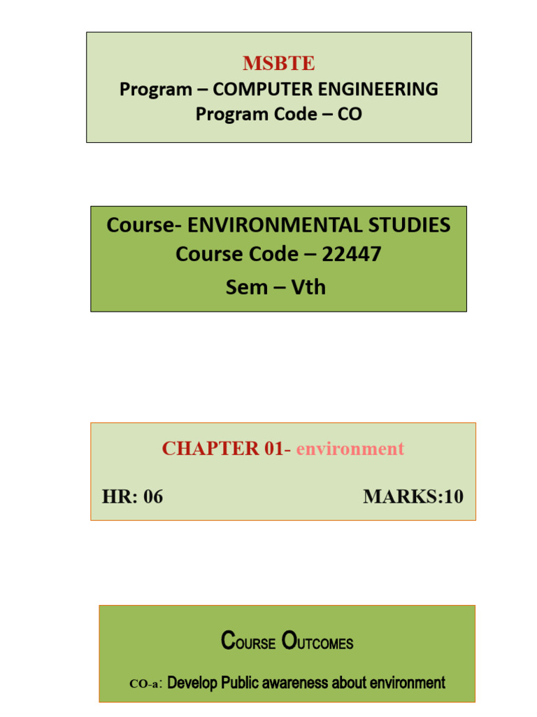 Course-Environmental Studies Course Code - 22447 Sem - VTH: Program - Computer Engineering ...