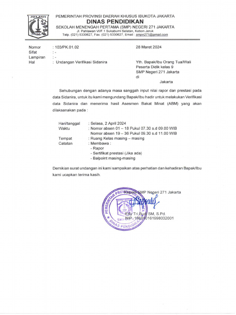 Undangan Verifikasi Sidanira 2024 | PDF
