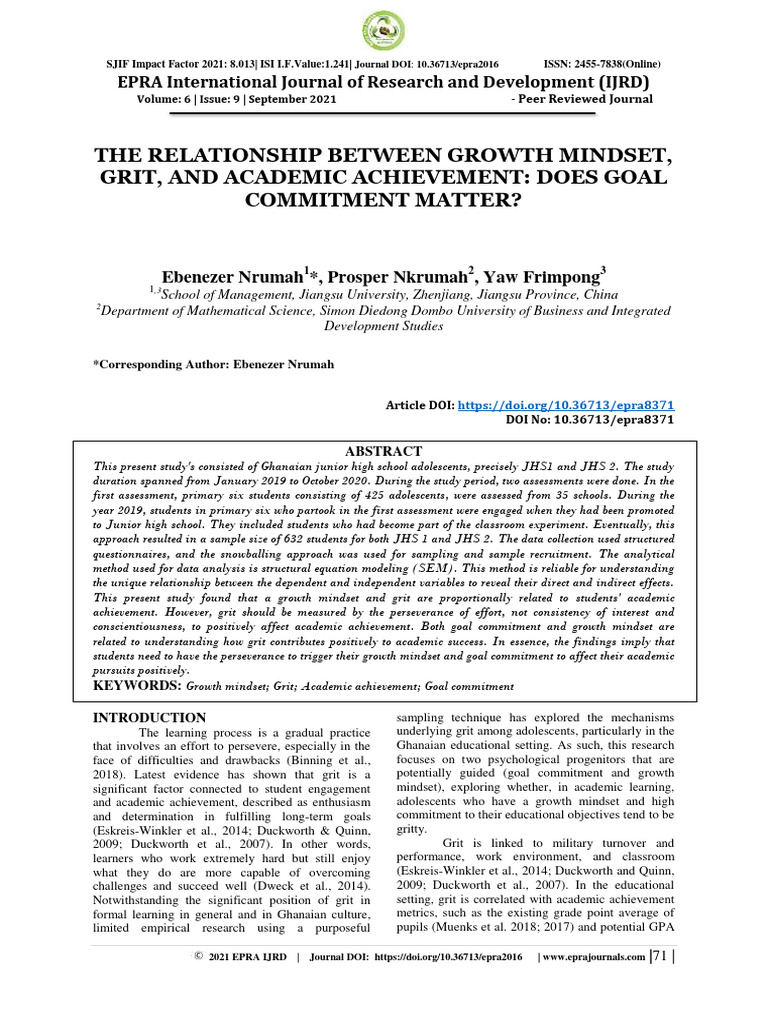 Growth Mindset - Grit 8 | PDF | Grit (Personality Trait) | Mindset