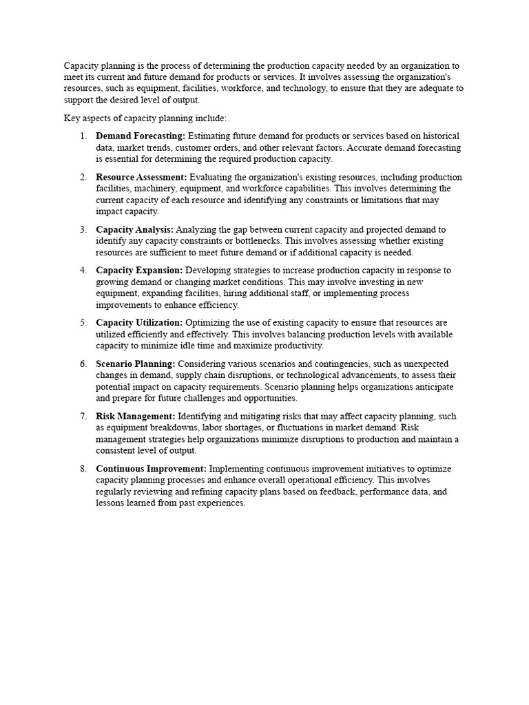 SCM Capacity Planning | PDF | Demand | Scenario Planning