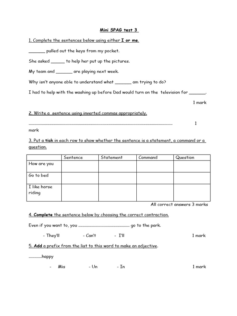 Mini Spag Test 3 | PDF