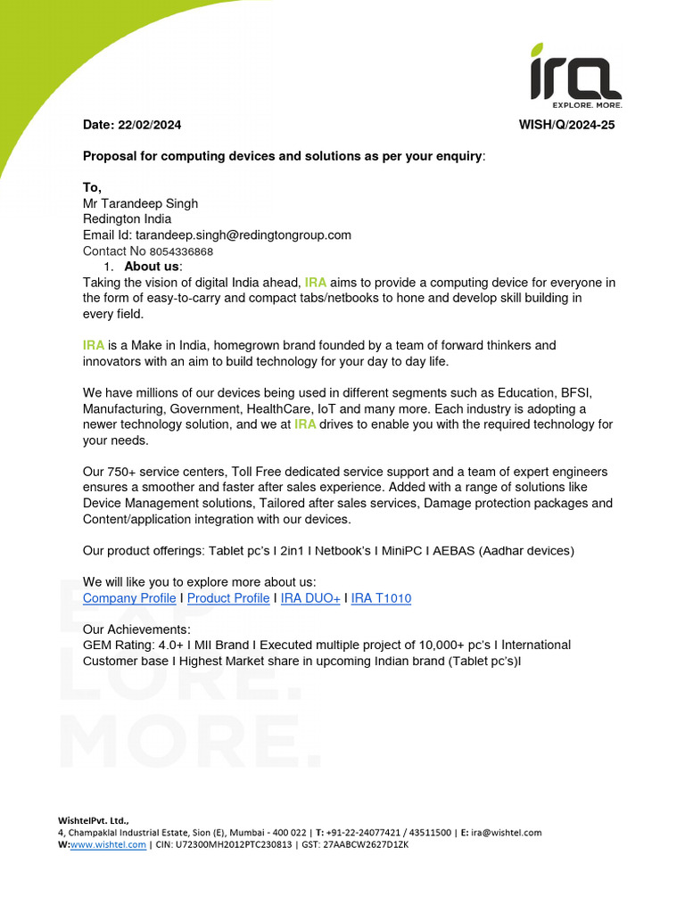 Proposal for Computing Devices by IRA _REDINGTON New Delh ABRARI (002 ...