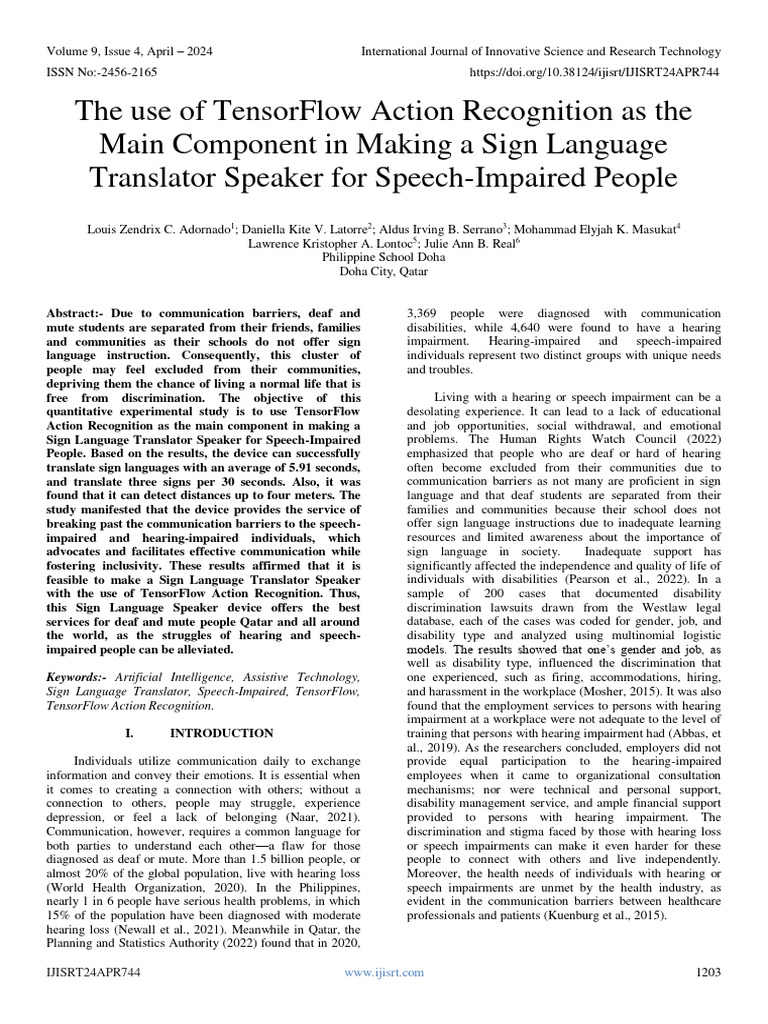 The Use of TensorFlow Action Recognition As The Main Component in Making A Sign Language ...