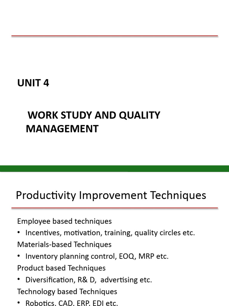 Work Study and Quality Management | PDF | Production And Manufacturing | Business Process