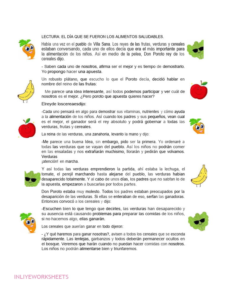 Lectura Alimentacion Saludable | PDF | Vegetales