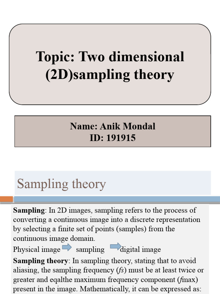 Presentation1 for Sampling | PDF | Sampling (Signal Processing) | Applied Mathematics
