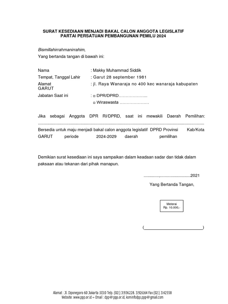 Formulir Caleg Di Isi | PDF | Griya & Taman