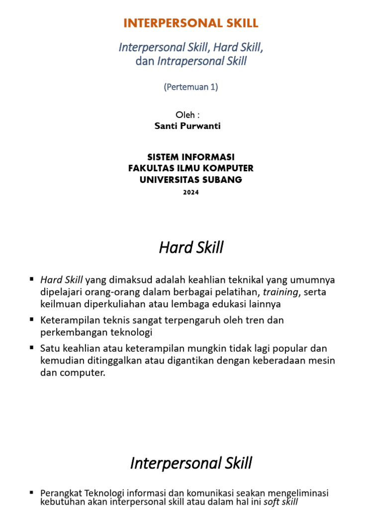 Interpersonal Skill, Hard Skill, Dan Intrapersonal Skill | PDF Interpersonal Skill, Hard Skill, Dan Intrapersonal Skill | PDF