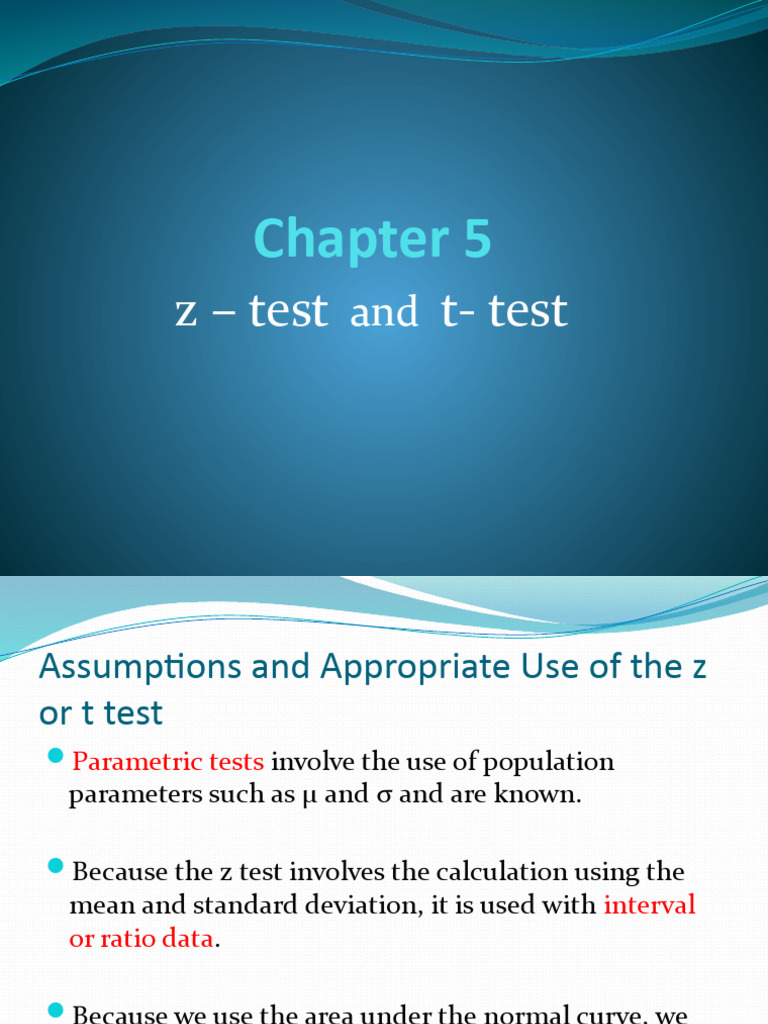 Z and T Test | PDF | Student's T Test | Statistical Significance