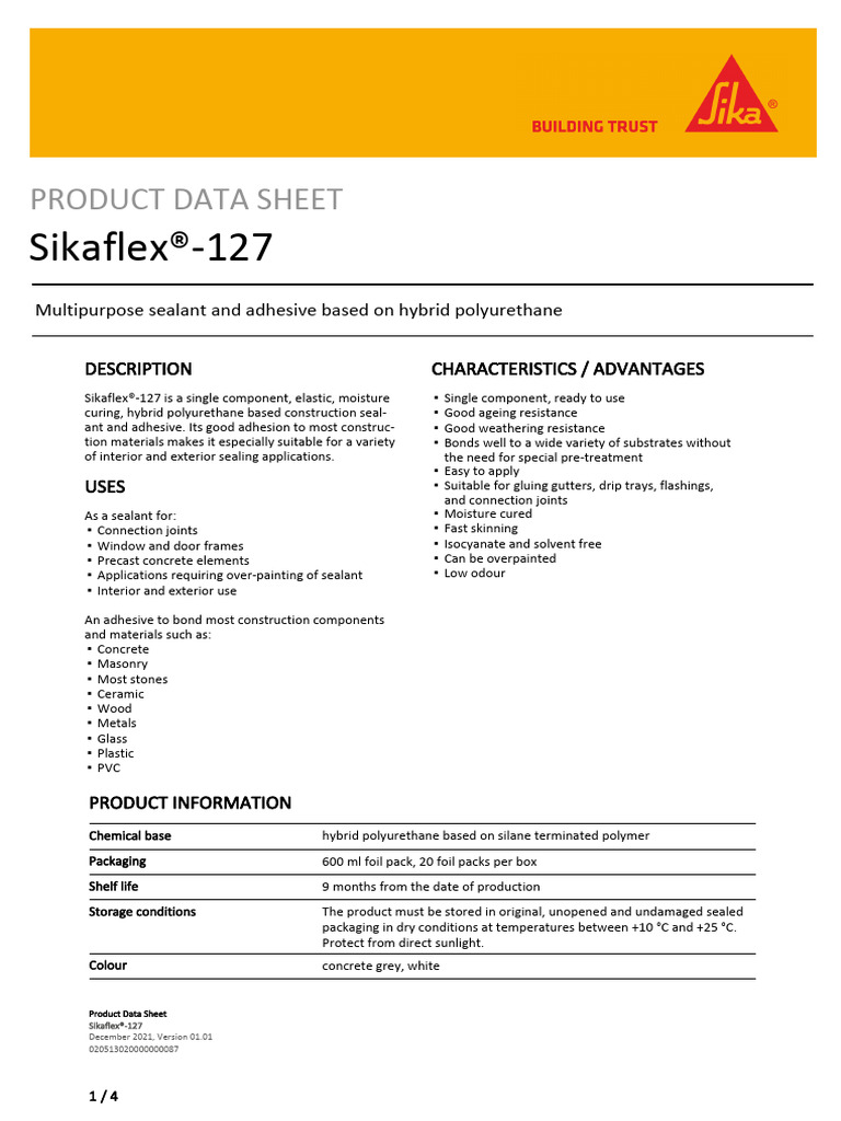 sikaflex-127 | PDF | Adhesive | Polyurethane