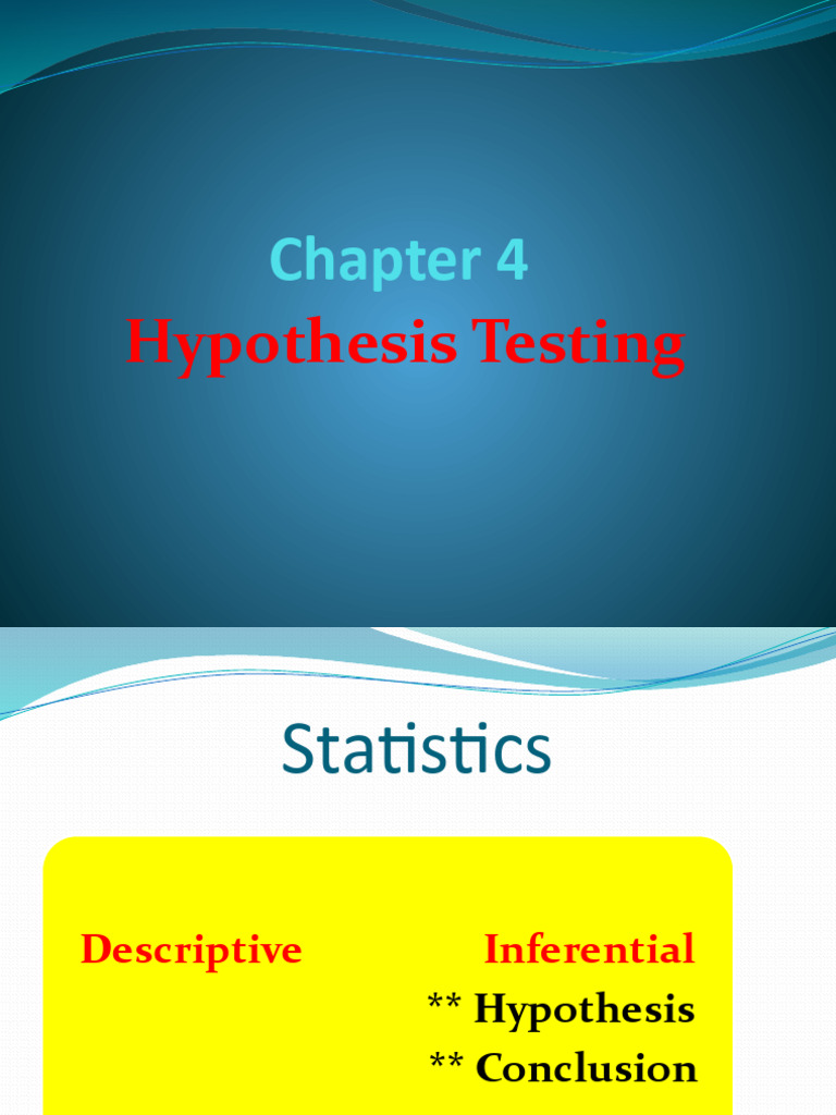 Chapter 4 - Hypothesis Testing | PDF | Statistical Hypothesis Testing ...
