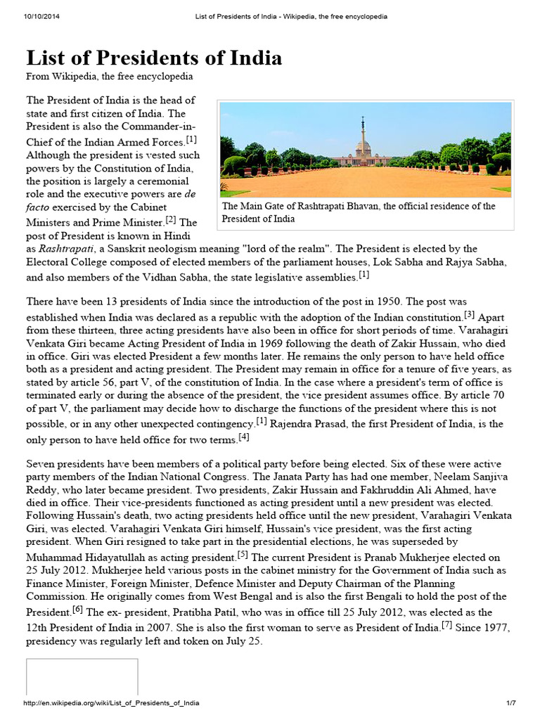 Presidents of India Overview | PDF | Government Of India | Government