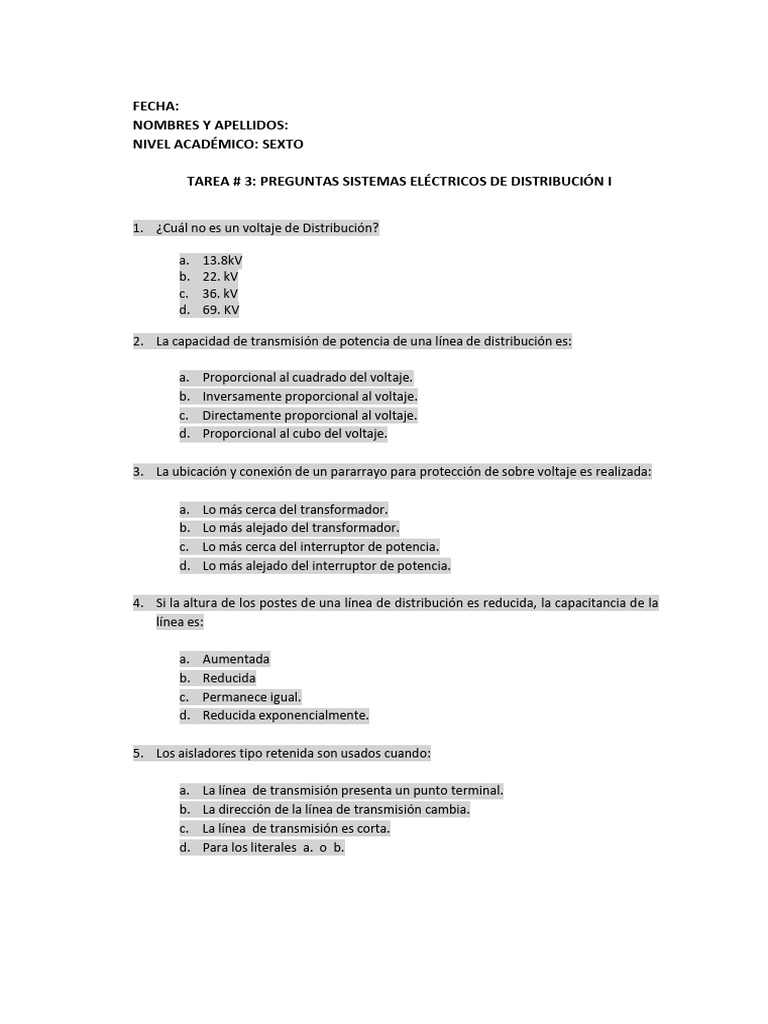 Tarea 3 1P Sed1 | PDF | Aislador (Electricidad) | Transmisión de energía eléctrica