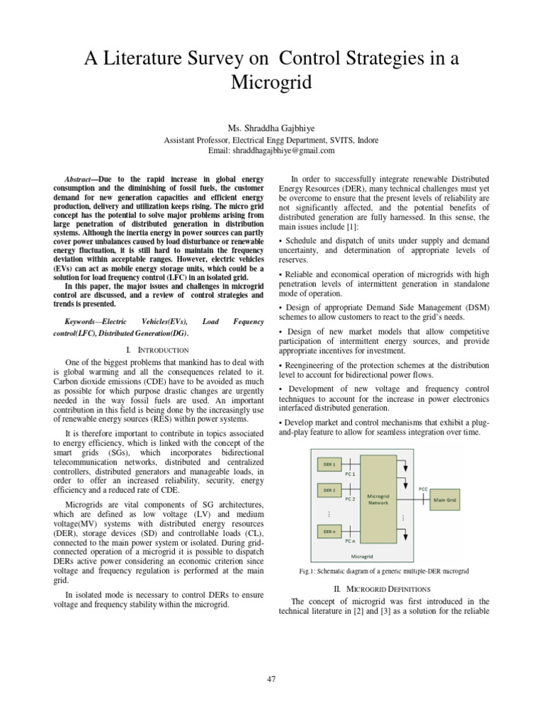 A Literature Survey On Control Strategies in A Microgrid | PDF ...