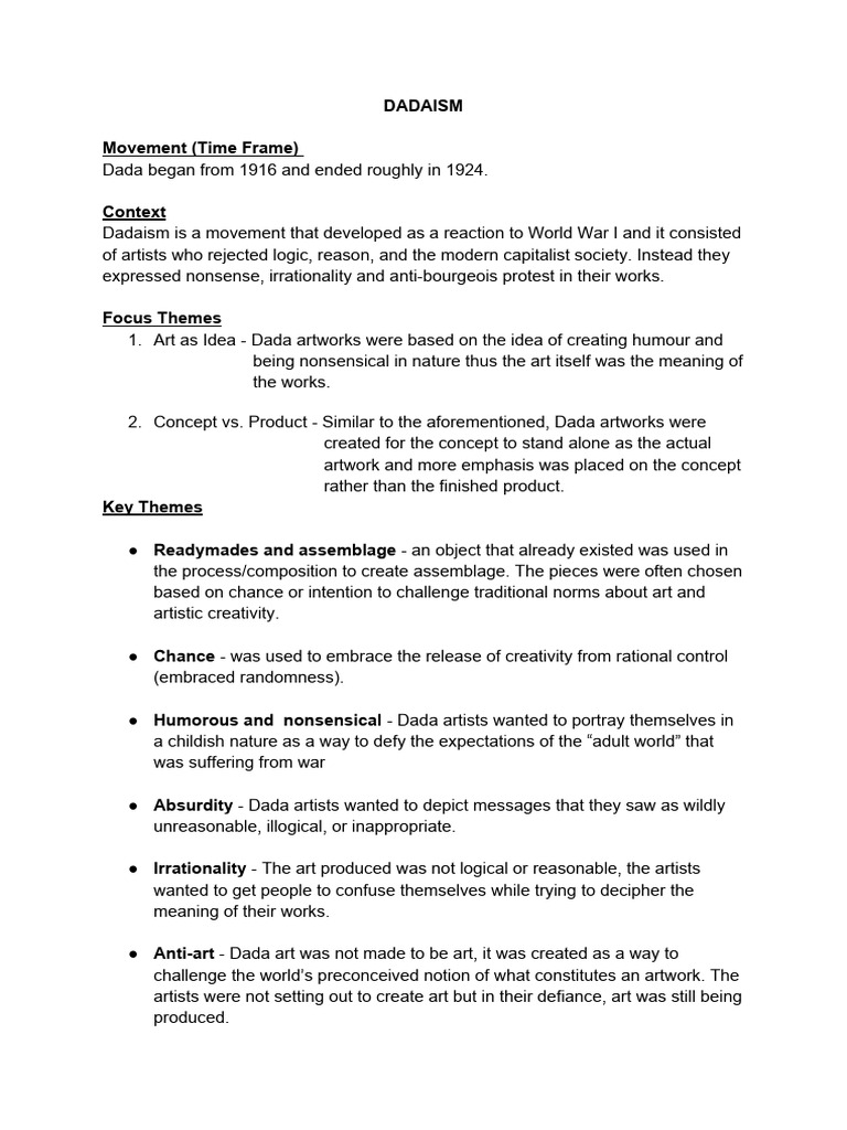 DADAISM | Download Free PDF | The Arts | Liberal Arts Education