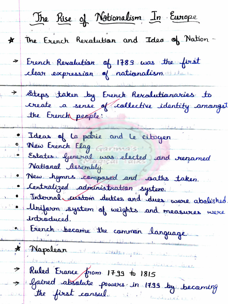 NOTES The Rise of Nationalism in Europe | PDF