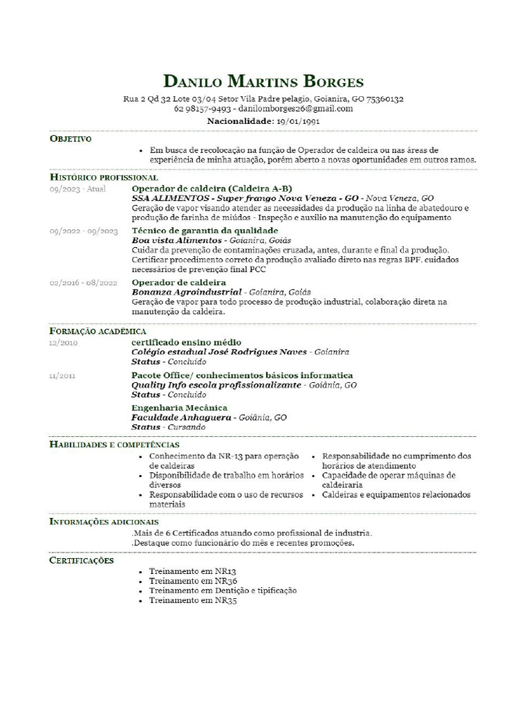 Currículo Danilo | PDF