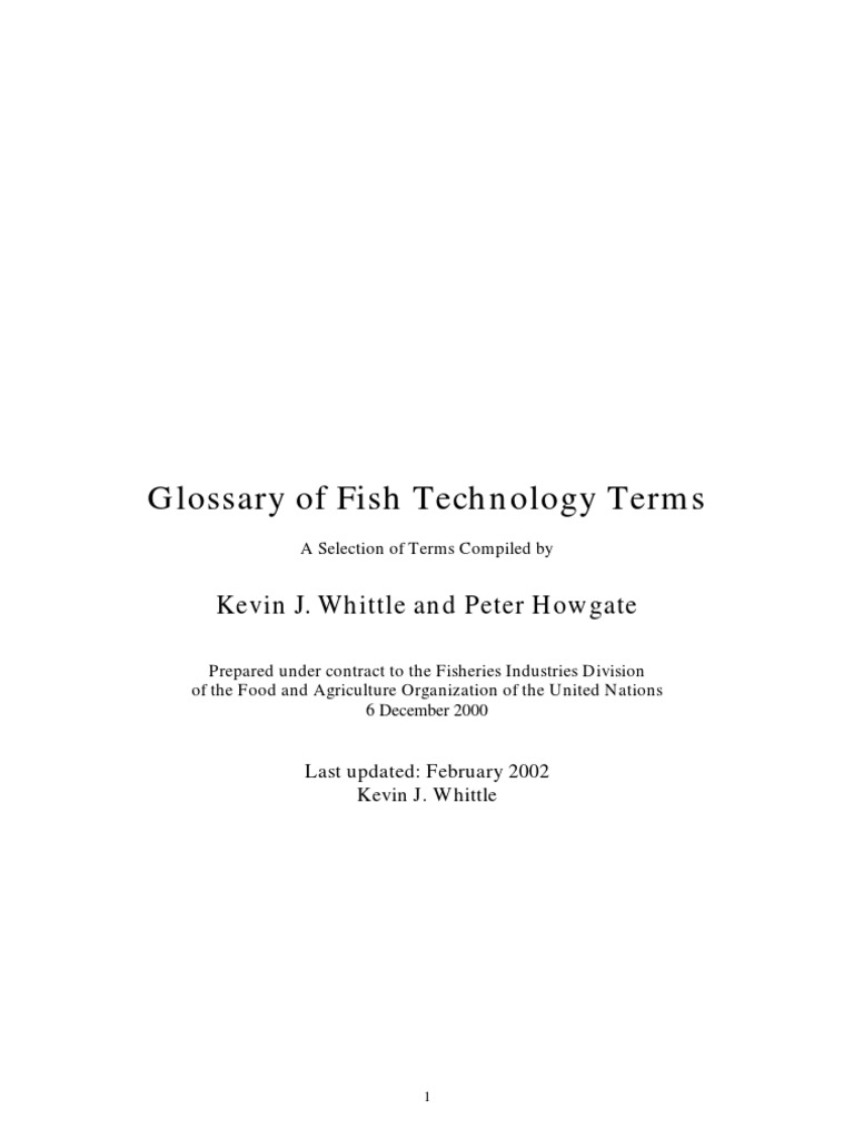 Glossary of Fish Technology Terms: Kevin J. Whittle and Peter Howgate ...