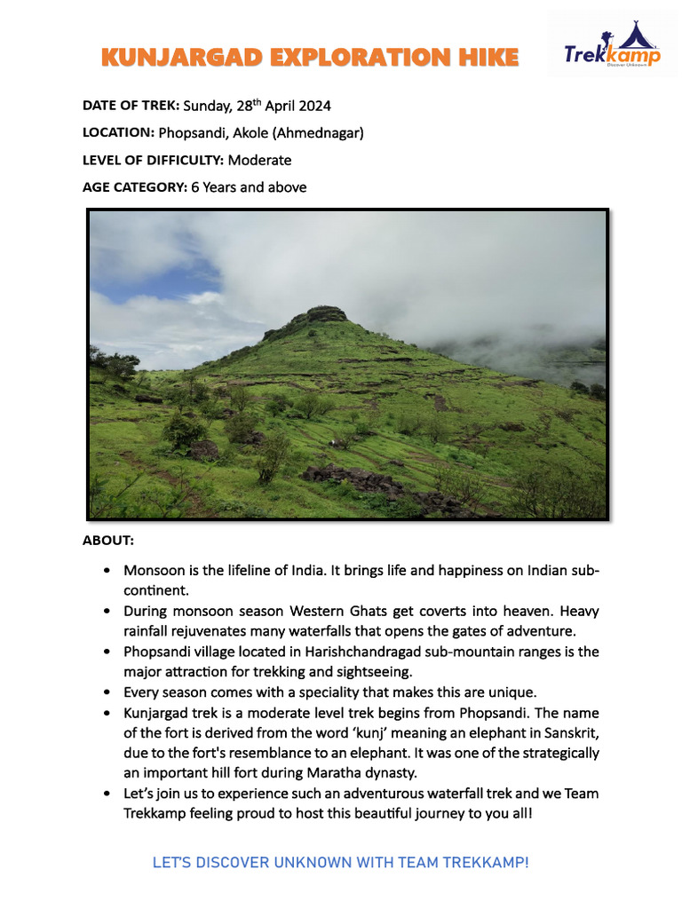 Kunjargad Trek Adventure in Phopsandi | PDF