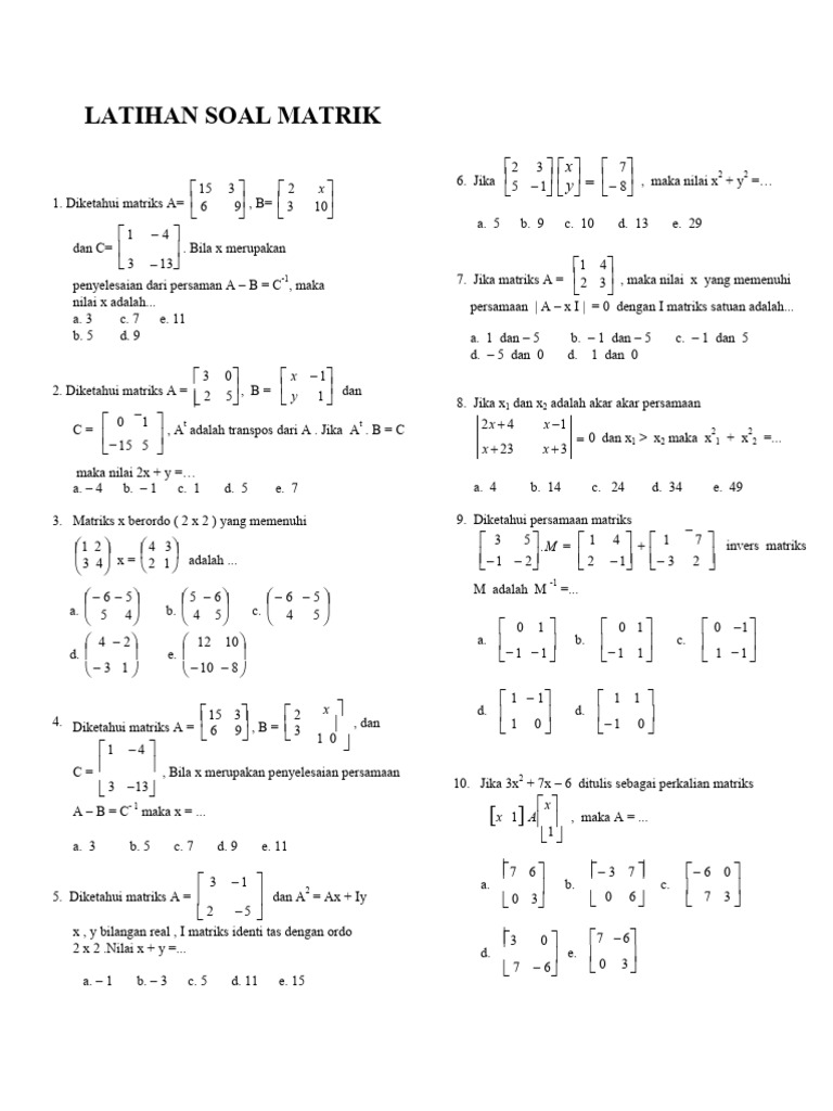 Akar Persamaan Kuadrat dan Matriks | PDF