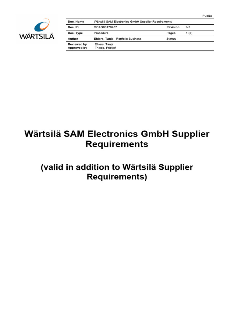 Wsam Mes Supplier Requirements | PDF | Specification (Technical Standard) | Supply Chain