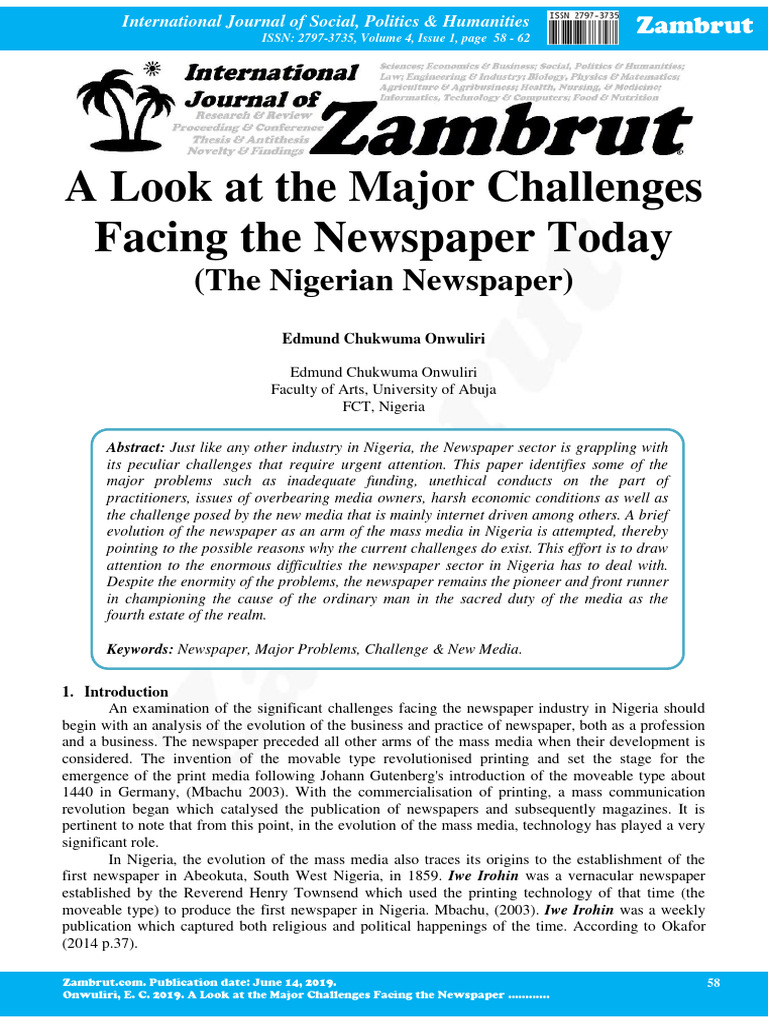A Look at The Major Challenges Facing TH | PDF | Newspapers | Mass Media