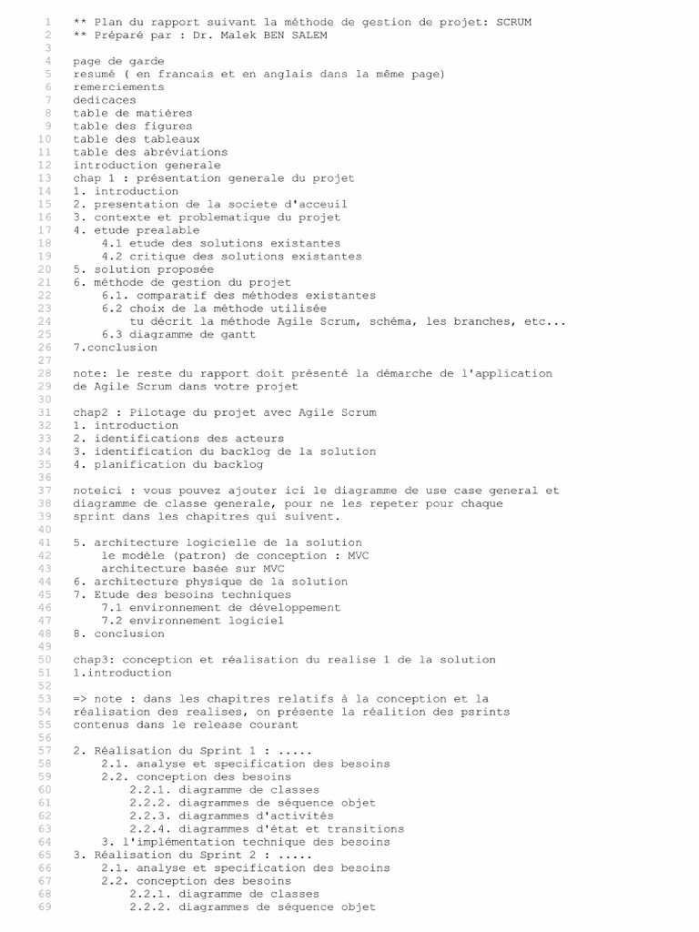 Plan Rapport PFE Agile | PDF