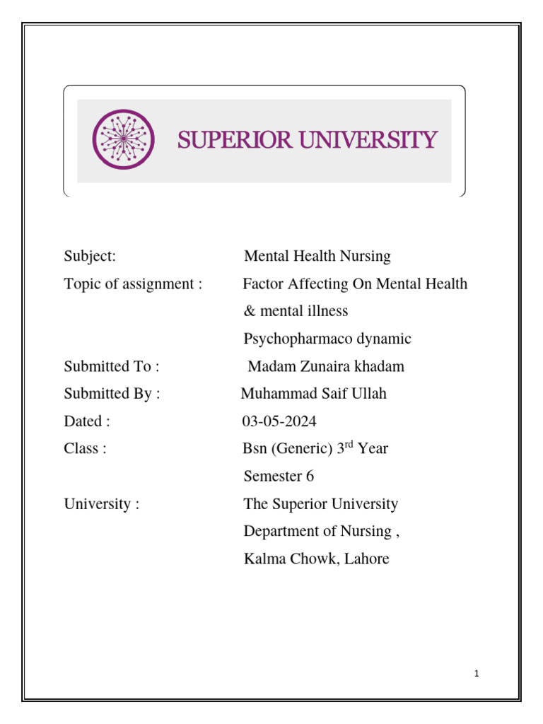 Unit 3 & 5 Assignment Saif Ullah | PDF | Stress (Biology) | Neurotransmitter