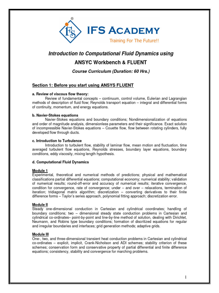 Introduction To Computational Fluid Dynamics Using ANSYS Workbench ANSYS Fluent | PDF | Fluid ...