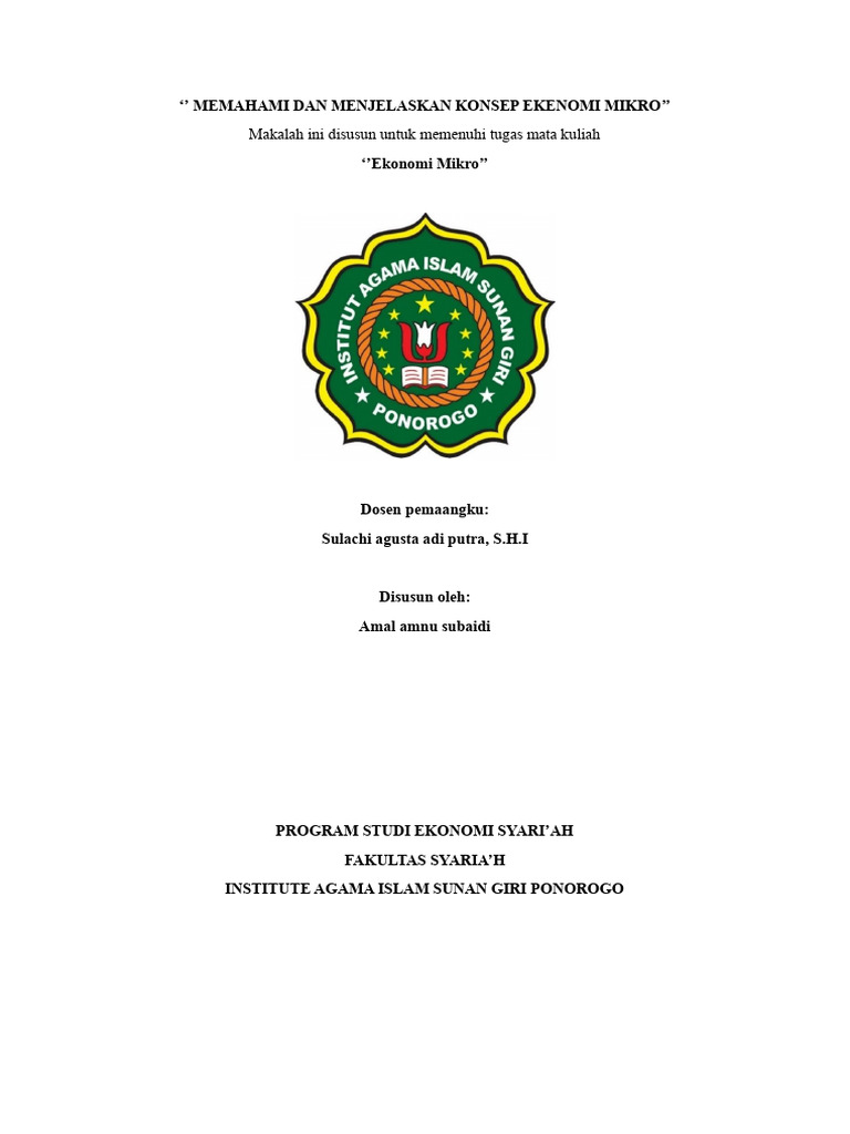 Konsep Dasar Ekonomi Mikro | PDF | Pengelolaan Keuangan & Uang