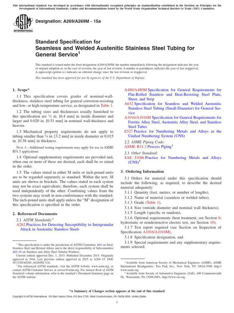 Seamless and Welded Austenitic Stainless Steel Tubing For General ...