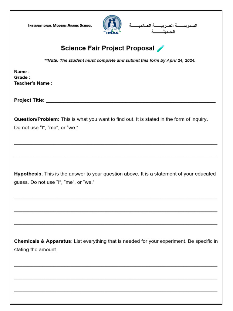 Science Fair Project Proposal Form | PDF | Science | Experiment