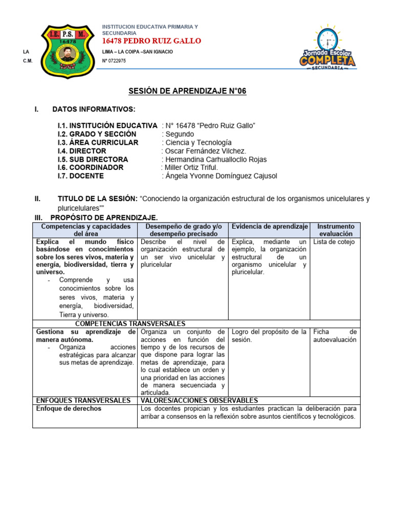 Sesion de Aprendizaje 05-CT 2 | PDF | Maestros | Aprendizaje