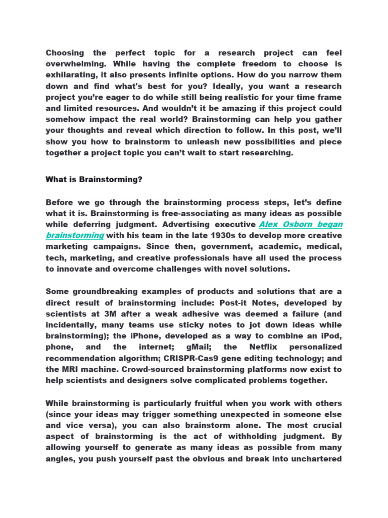 Choosing The Perfect Topic For A Research Project Can Feel Overwhelming ...