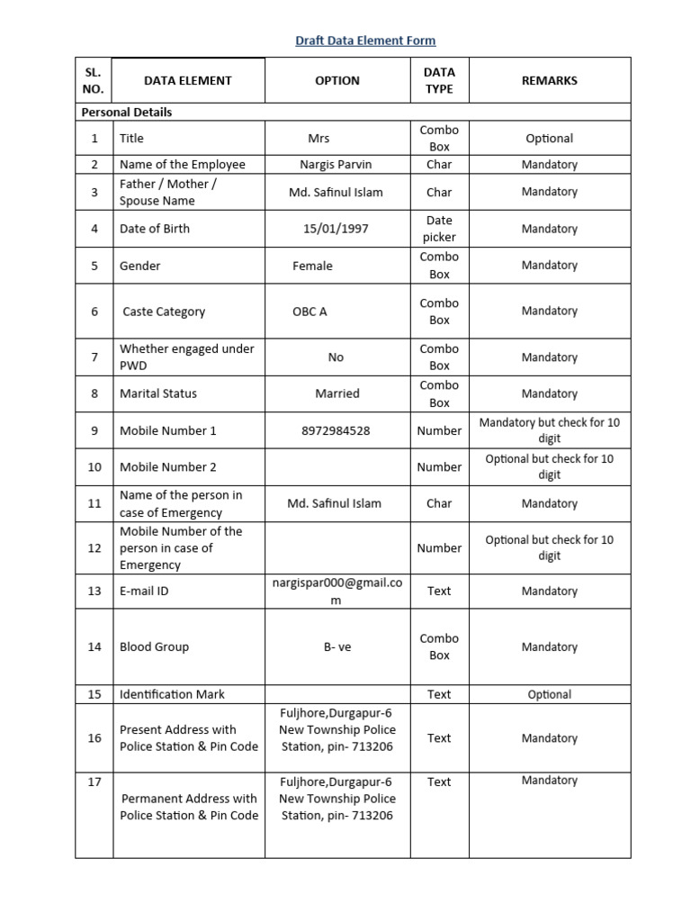 Data Element Format | PDF