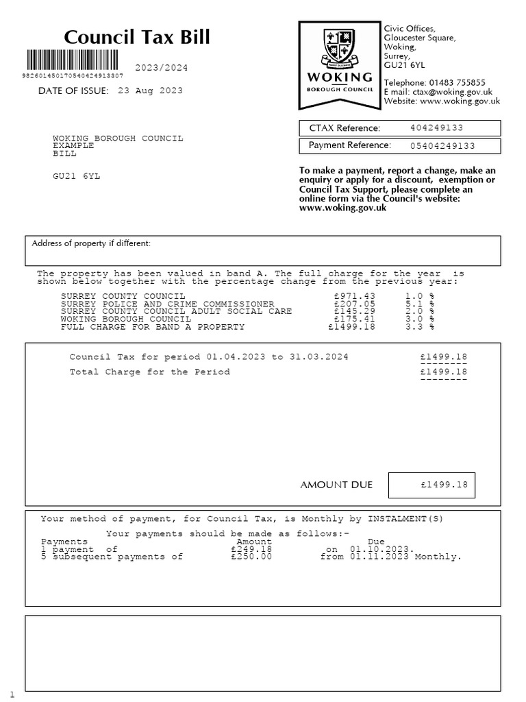 Council Tax Bill - SampleXXX | Download Free PDF | Debit Card | Taxes