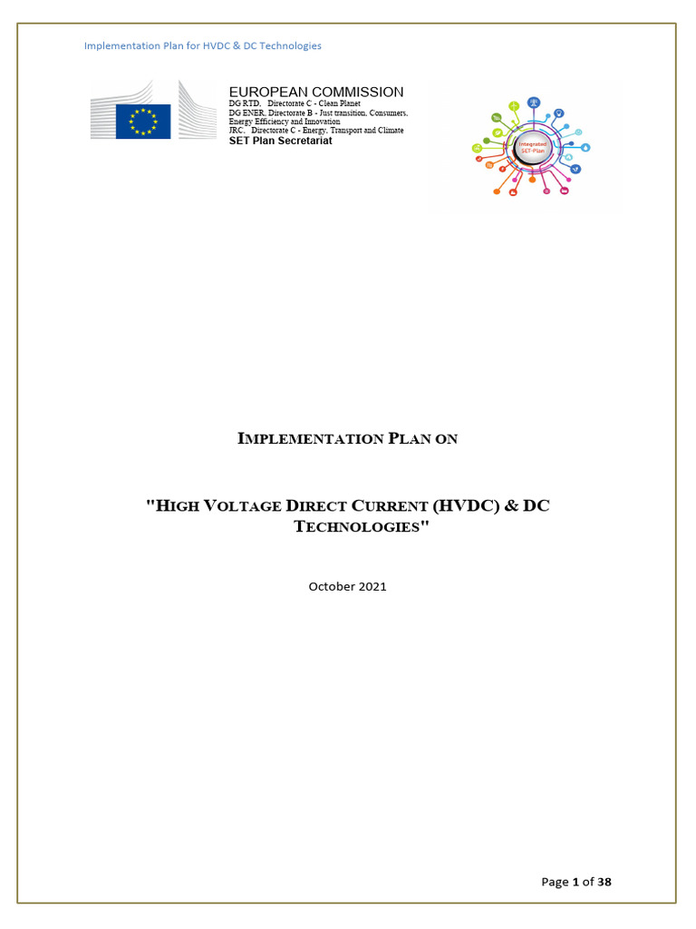 SETPlan HVDC DC Tech ImplementationPlan Final | PDF | High Voltage Direct Current | Electric ...