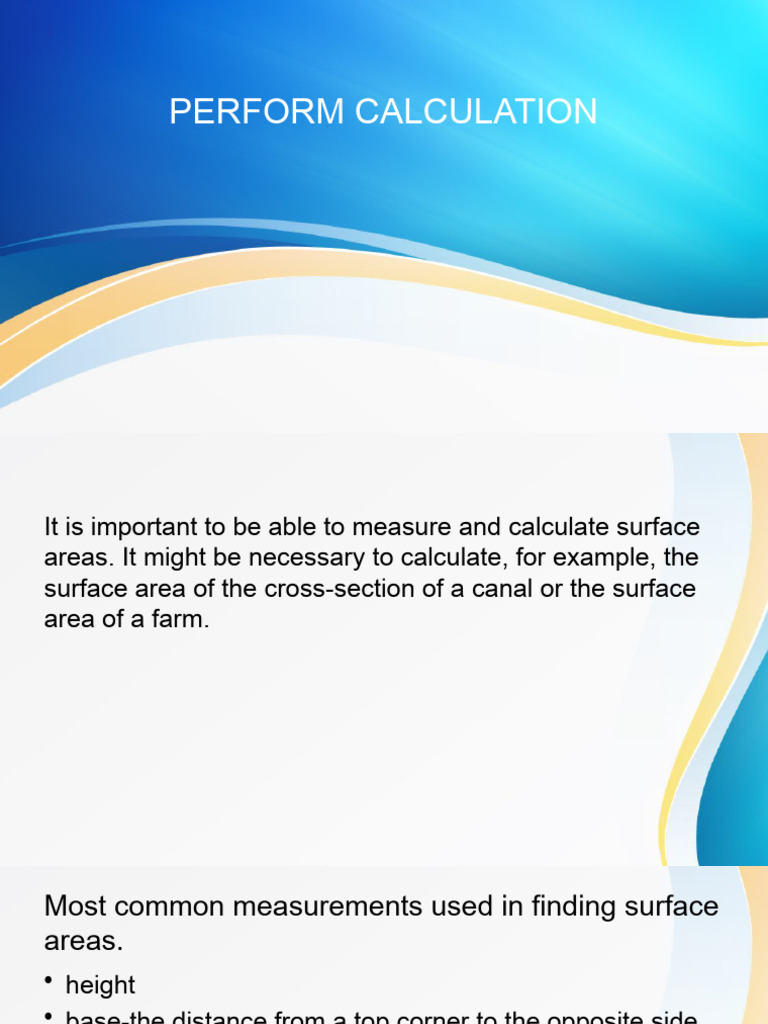 PERFORM CALCULATION | PDF | Area | Length