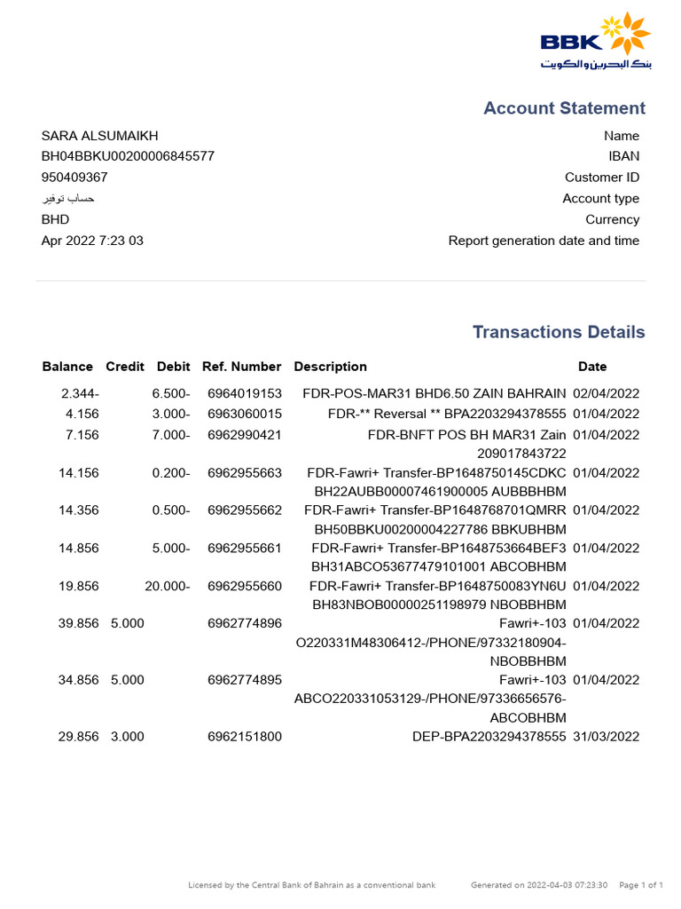 Account Statement | PDF | Banks | Debits And Credits